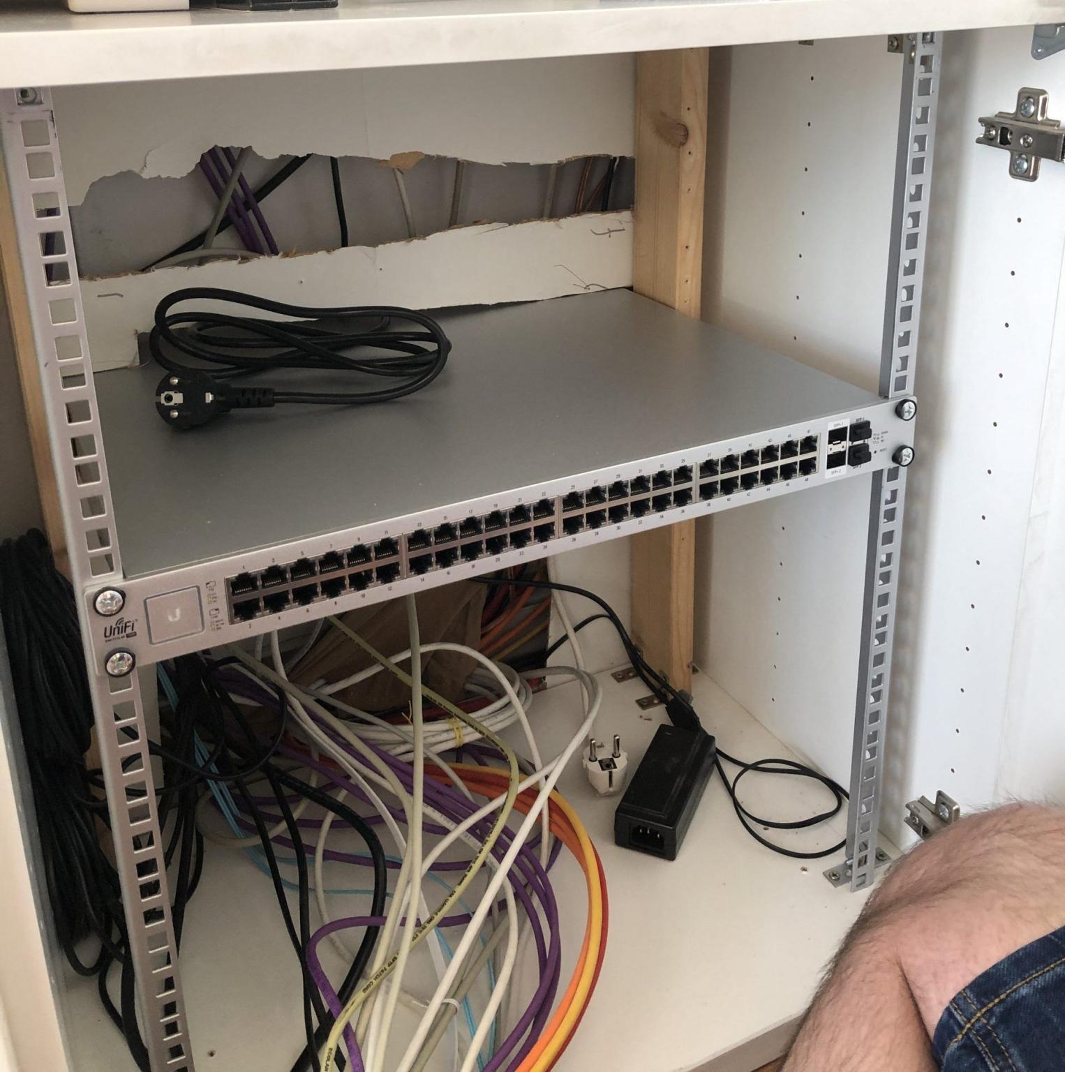 Custom painted Unifi Network & Server Rack in IKEA Besta shelf ...